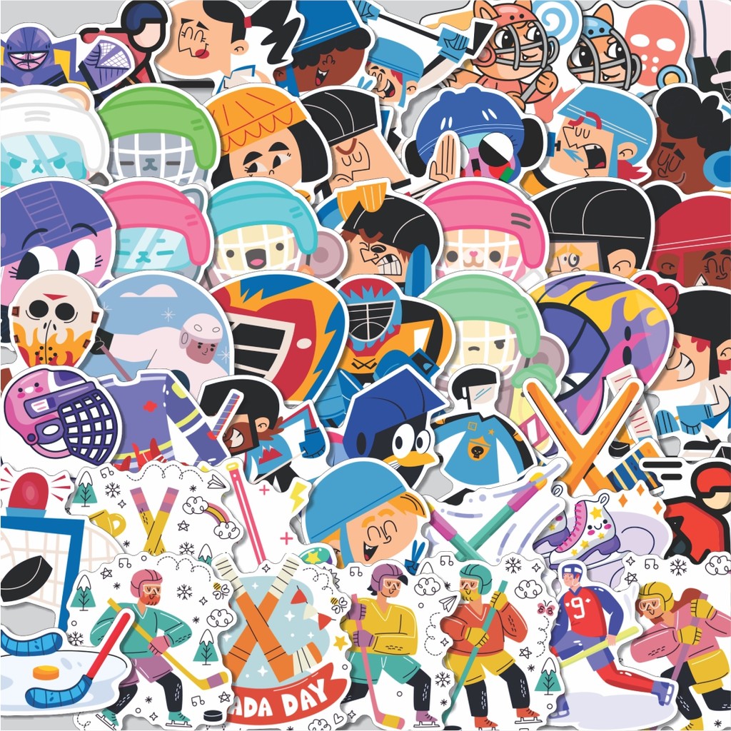 Cutting Pack Stickers, Hockey Animation Stickers, 100 Pcs, Cute, Cool ...