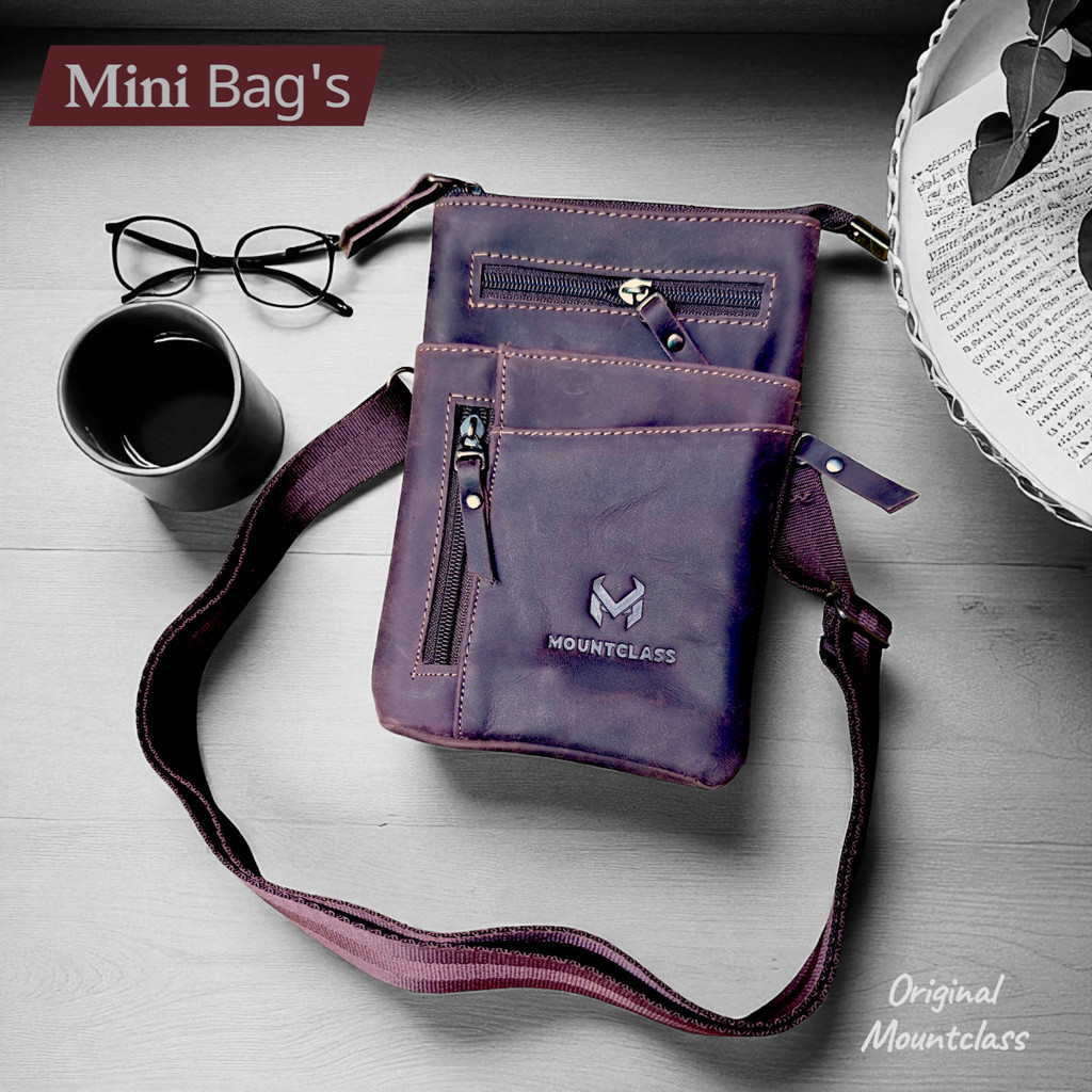 HP Small Sling Bag Original Mountclass Genuine Cowhide Men's Waist ...