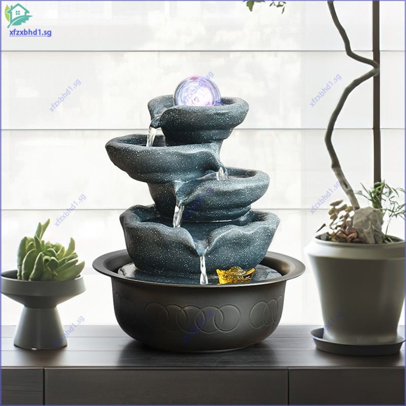 Flowing Water Ornaments Small Fountain Living Room Lucky Fortune Feng ...