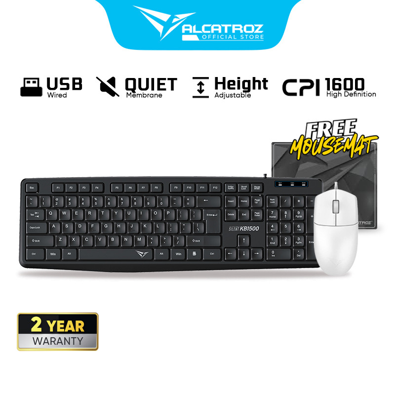 Alcatroz KB1000 Silent USB Wired 104 Key Keyboard | Free Wired Mouse ...