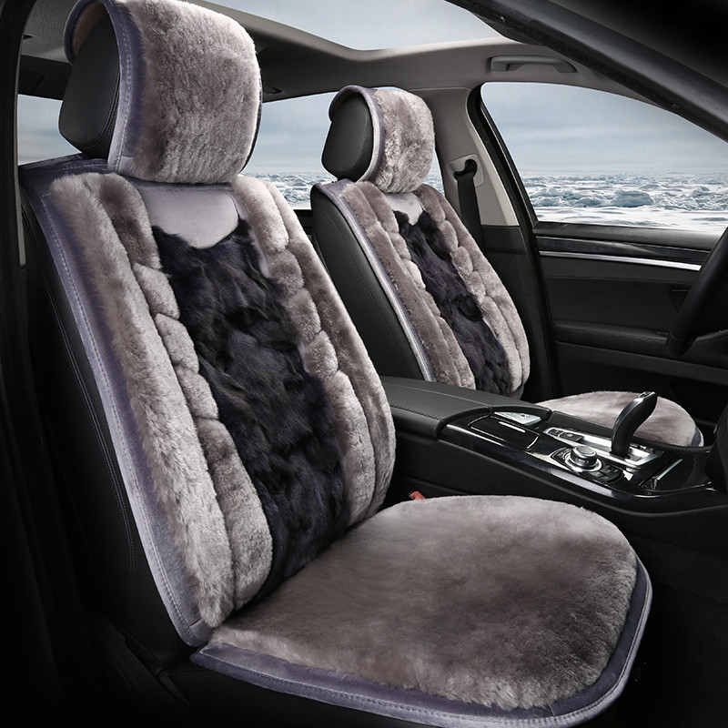 Pure Wool Car Seat Cushion Winter Short Plush Seat Cover Fur Integrated ...