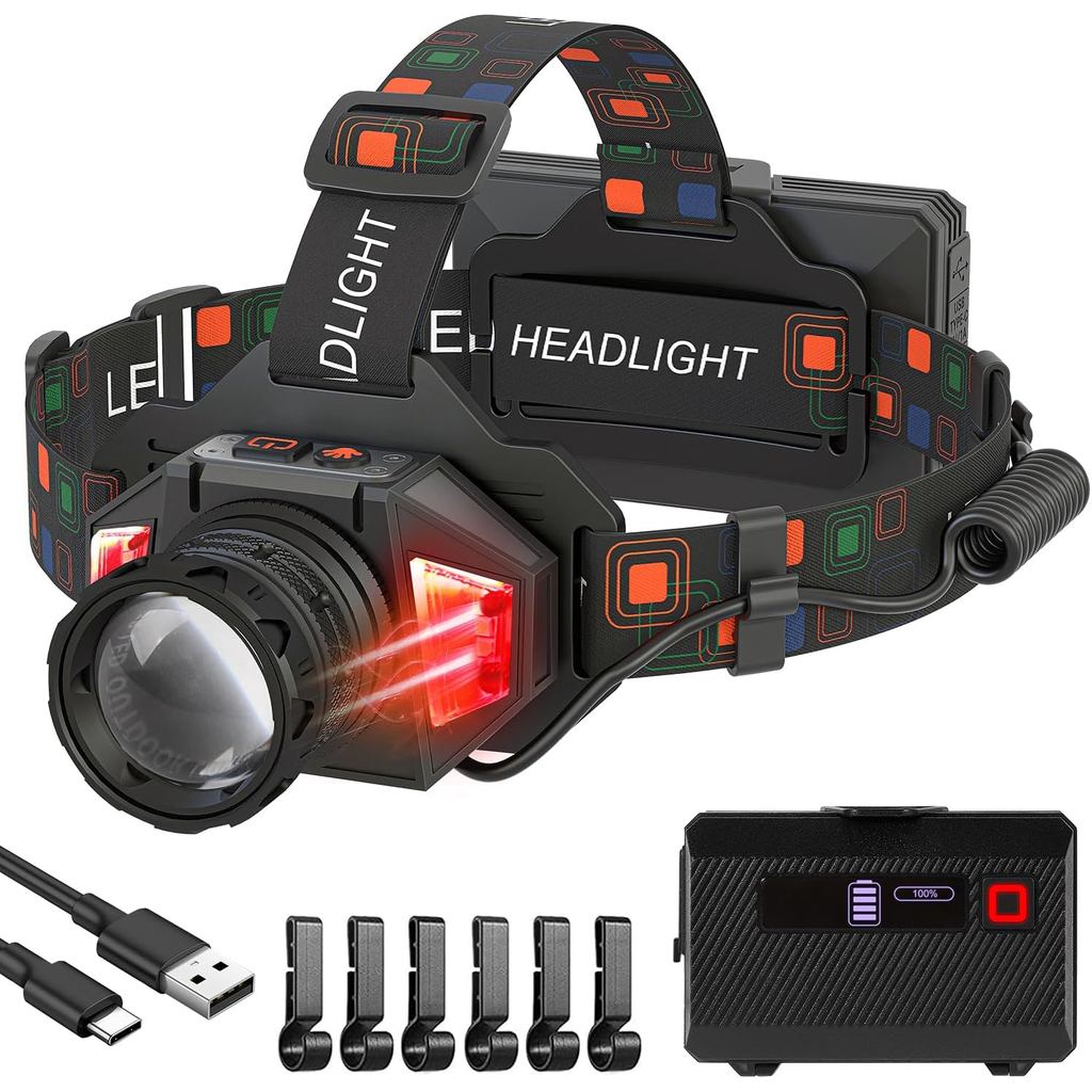 LED Headlamp Rechargeable, 3000 Lumens Head Lamp Battery Power | 9 ...