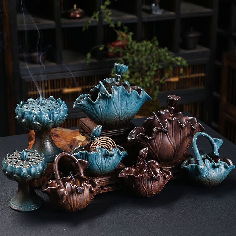 Ceramic Lotus Incense Burner Lotus Flower Ornament Lotus Chinese Style ...