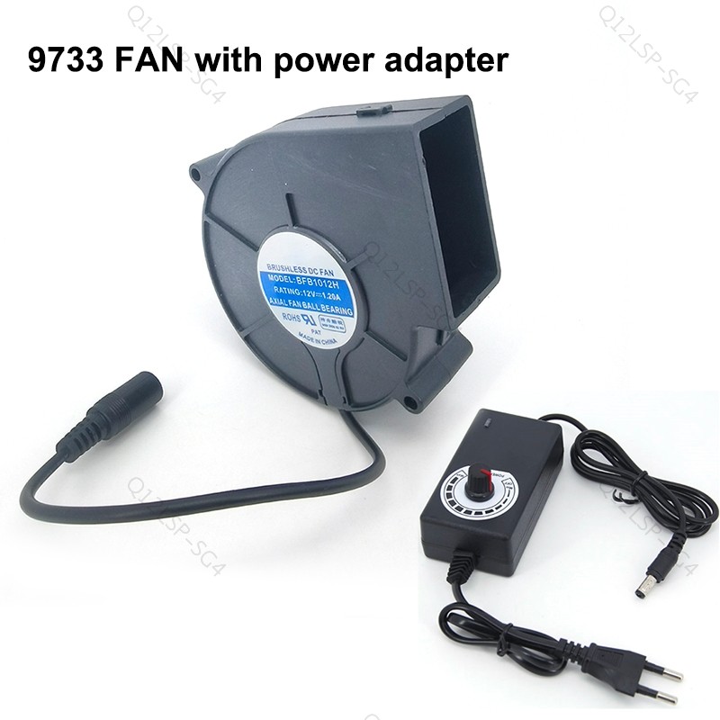 12V 9733 brushless turbo Blower Fan with 3-12V EU Power supply Speed ...