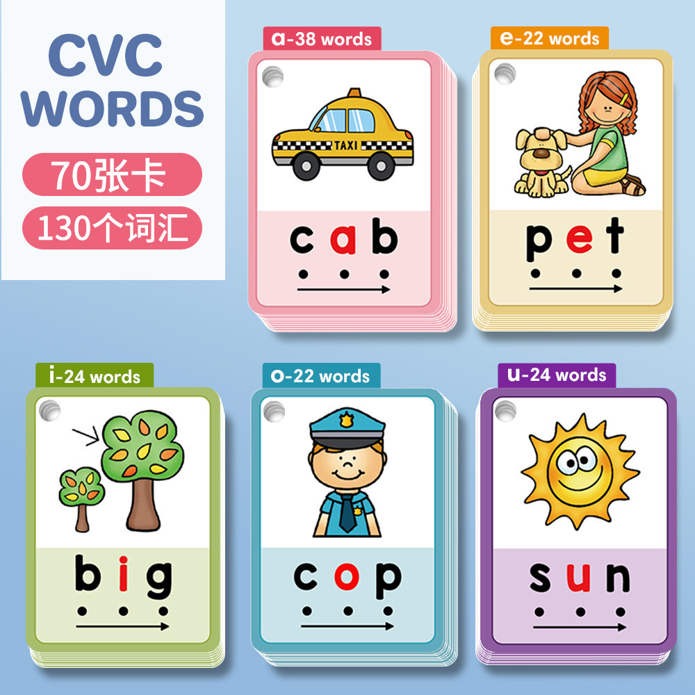 English CVC Word Flash Card English Word Card Phonics Early Childhood ...
