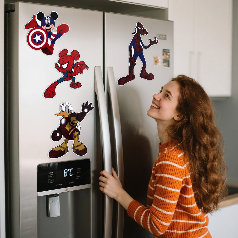 Marvel & Disney Crossover Fridge Magnet Set - 4 Large Hybrid Character ...