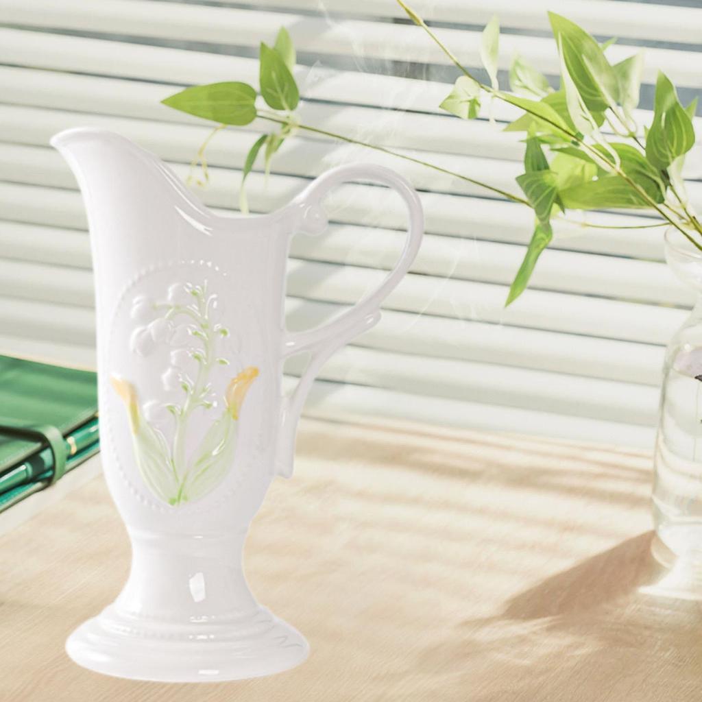 [svzfjuv] Farmhouse Pitcher Vase Ceramic with Handle Vintage Milk Jug ...