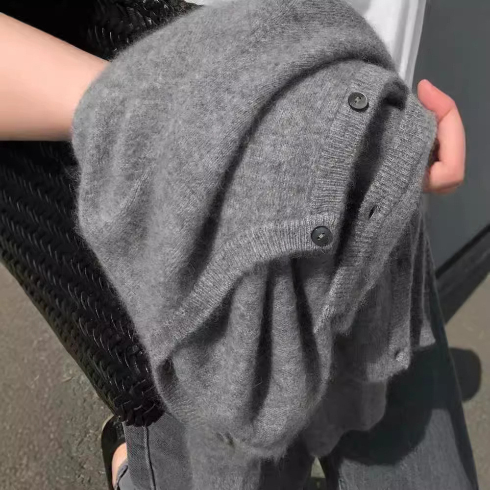 Women's Wool Cardigan - Premium Wool & Cashmere Blend | Stylish Round ...