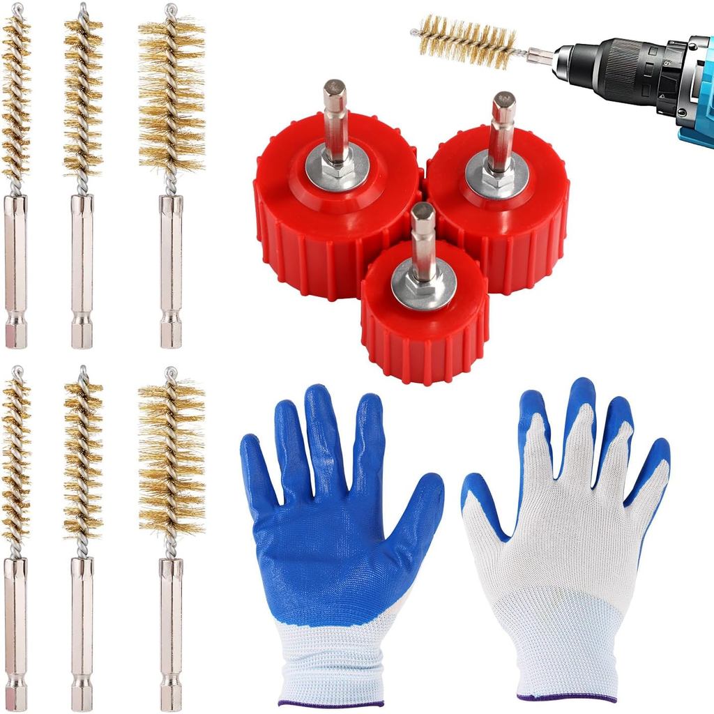 9-Piece Copper Pipe Cleaner Kit for Power Drill, 1/2" 3/4" 1" Alloy ...