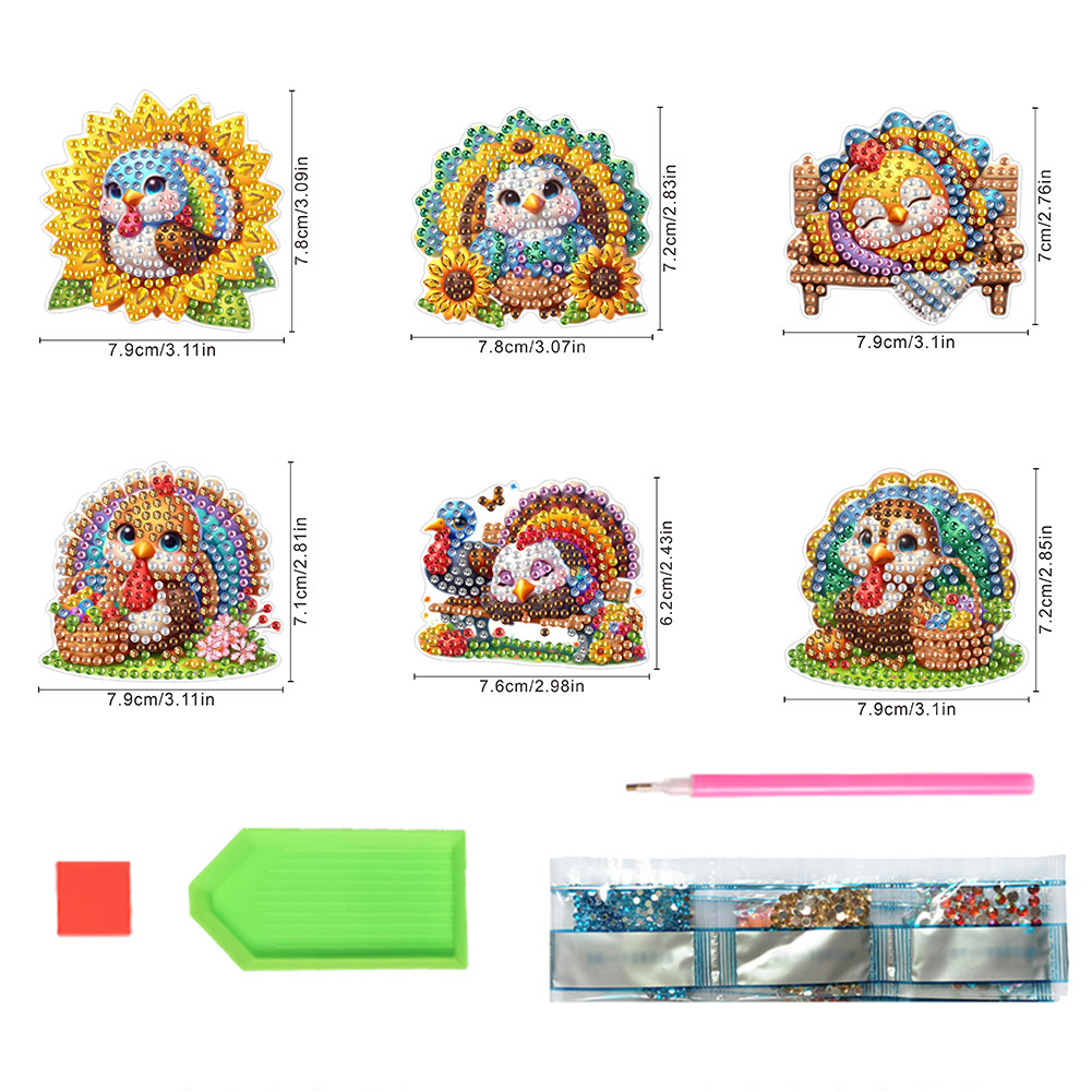 6pcs Soft Magnetic DIY Diamond Art Fridge Magnet Kit Animal Series ...