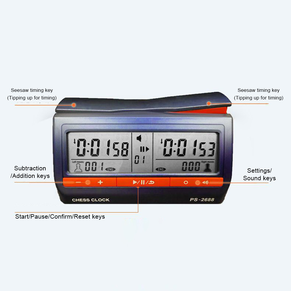 Chess Digital Timer USB Charging Chess Games Timer with Delayed ...