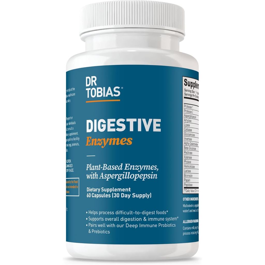 Dr. Tobias Digestive Enzymes with Amylase, Bromelain, Lipase, Lactase ...