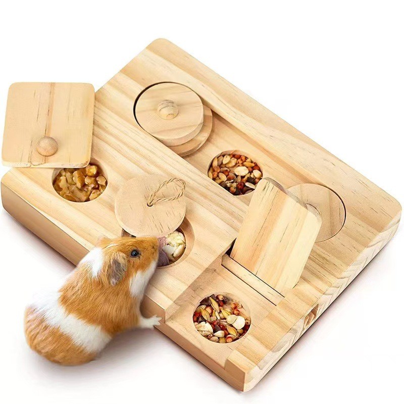 Wooden Hamster Feeder Golden Hamster Hamster Hidden Foraging Tray Pet ...