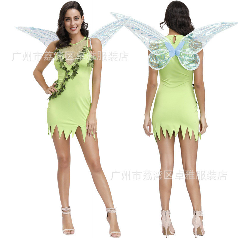 Halloween Green Forest Butterfly Fairy Costume cosplay Uniform Fairy ...