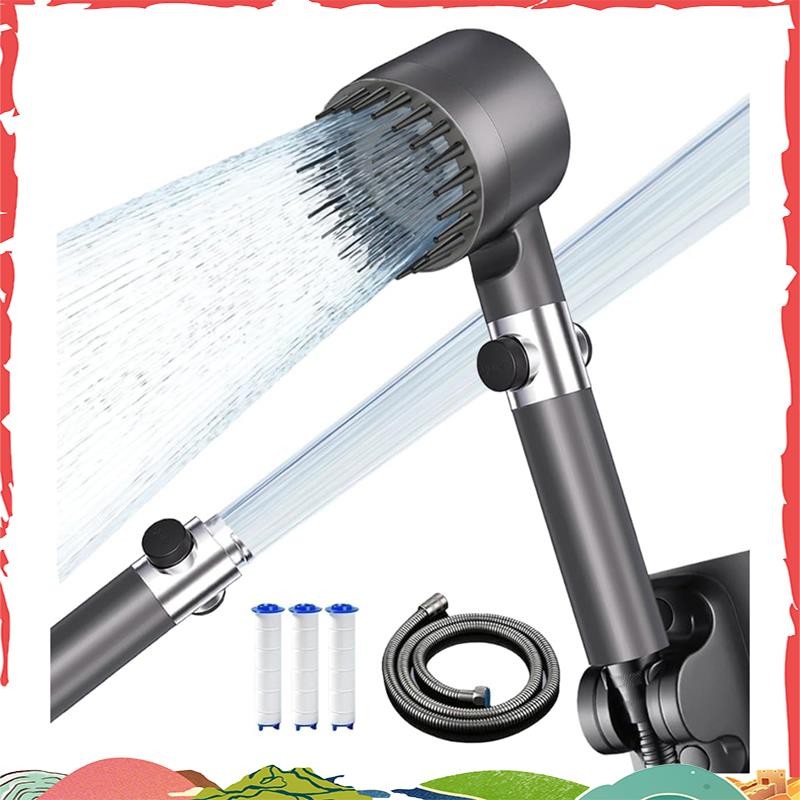 High Pressure Shower with On/Off Switch Shower Head 4 SprayMode with ...