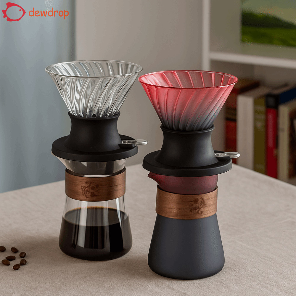DEWDROP Glass Coffee Filters, V Shape Design Switch Function Immersion ...