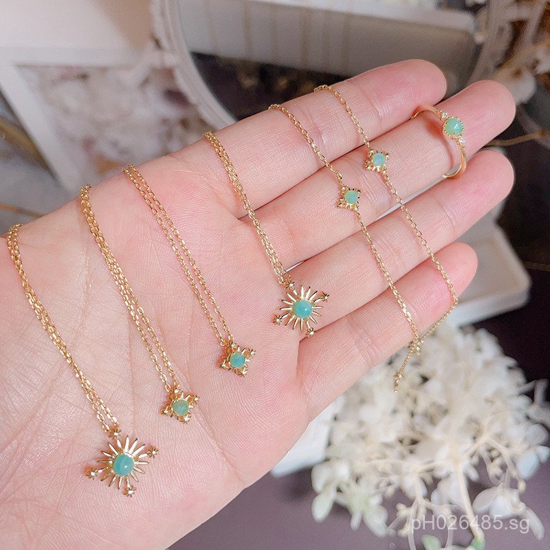 Starlight Amazonite Hexagram Necklace Silver Mint Candy Women's ...