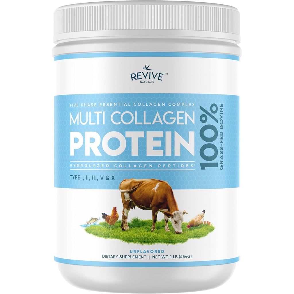 Revive Naturals Multi Collagen Hydrolyzed Protein Powder (16oz) - Types ...