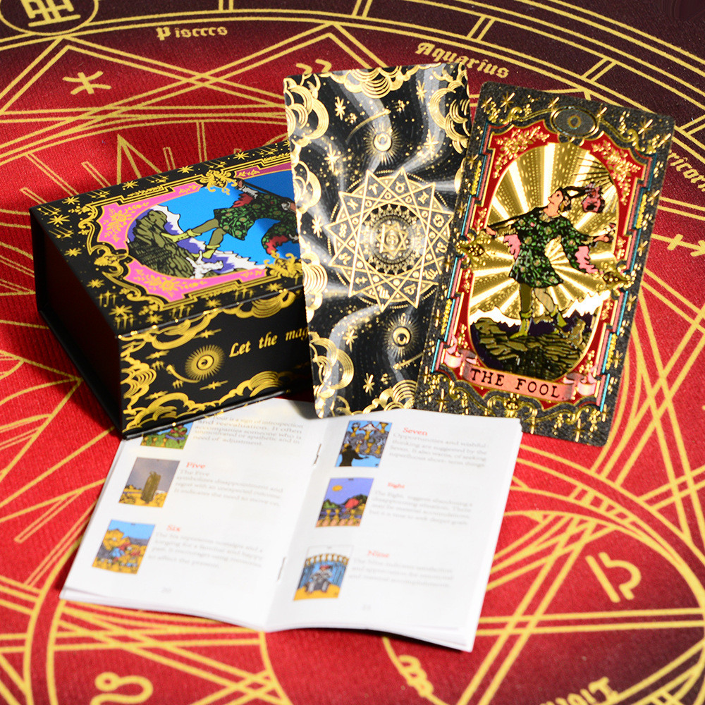 First Black Gold Star Tarot Gold Tarot Gold Foil Card Plastic PVC Table ...