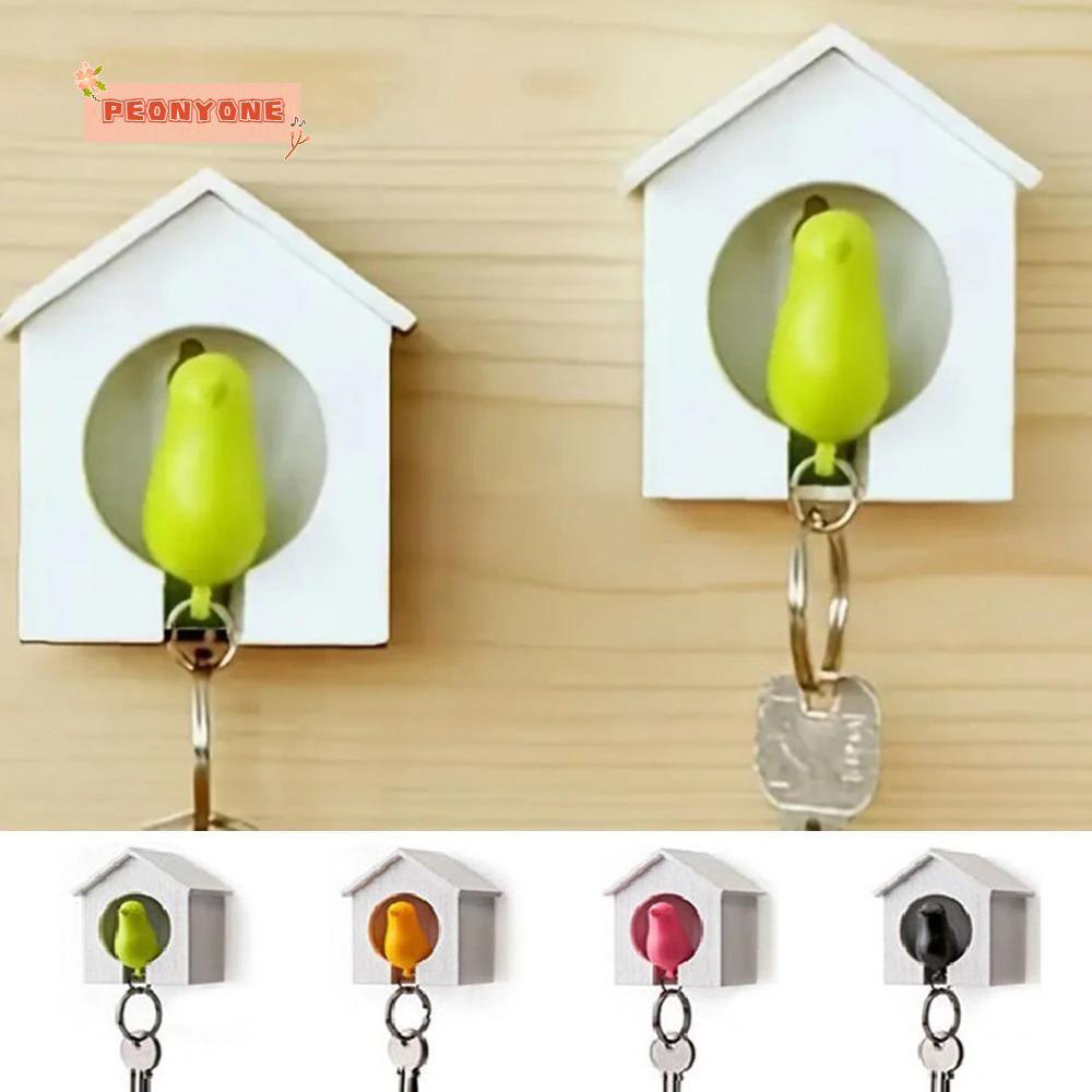PEONYTWO Bird Key Holder, Mini Bird House Shape Key Chain, Creative ...