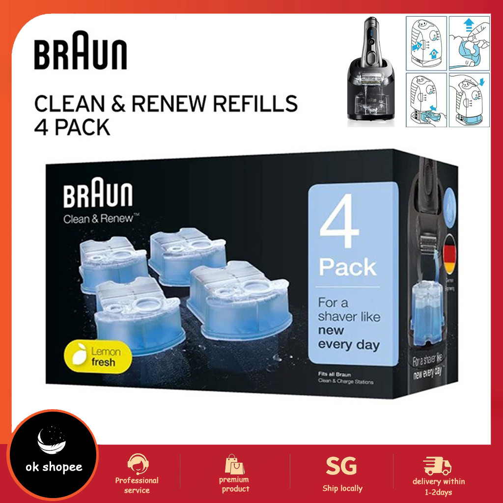 【SG Seller】BRAUN Clean and Renew Shaver CCR4 Refill Cleaner Universal ...