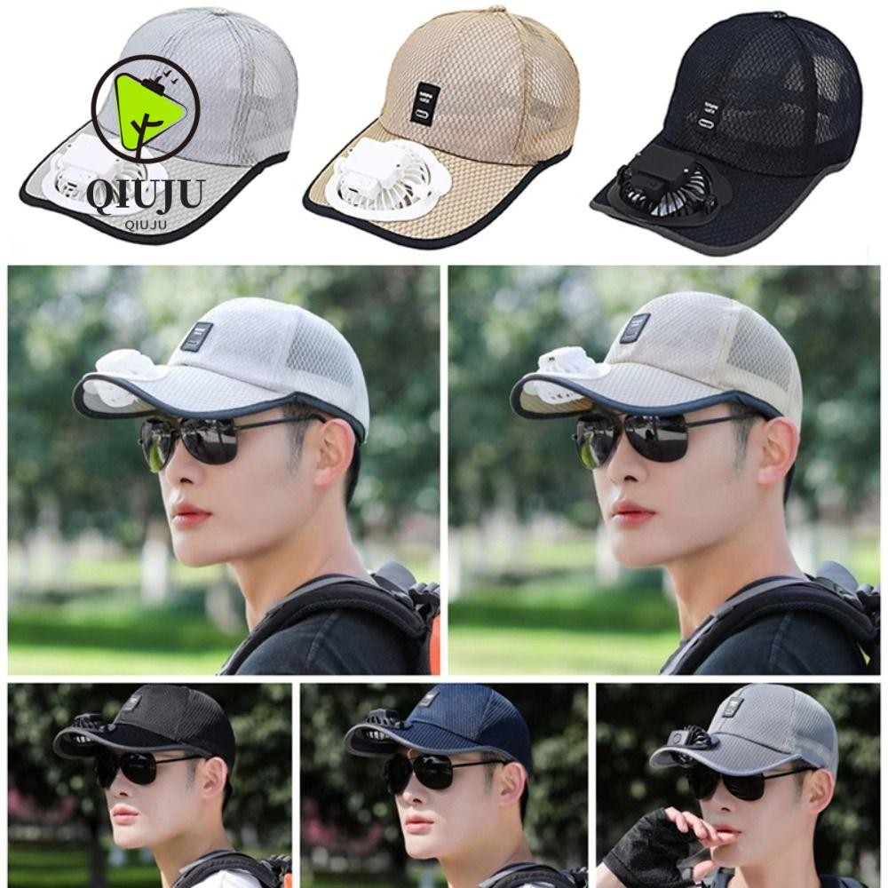 QIUJU Fan Baseball Hat , Built-in Fan UV Protection Fan Hat , Rechargeable Fan Wide Brim ...
