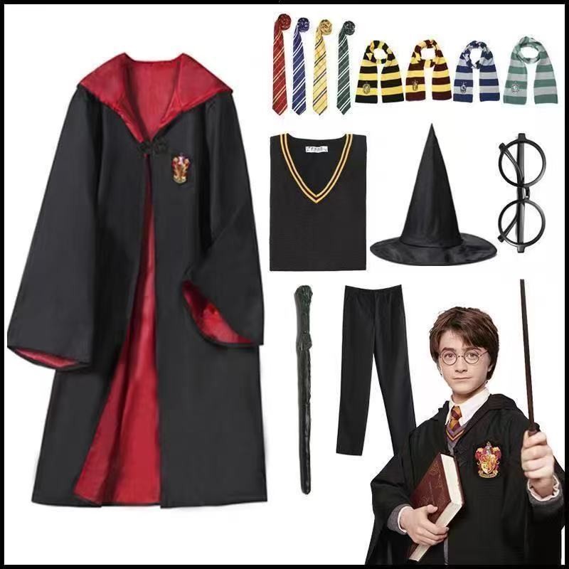 Harry Potter Authentic Magic Robe - Cosplay Costume with Cloak and Wand ...
