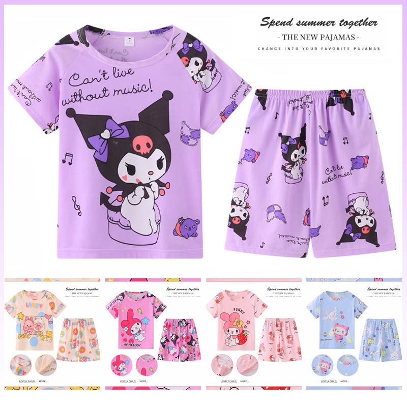 Kids Pyjamas Cool Short Sleeve Nightwear Cartoon Labubu Girls Pyjamas ...