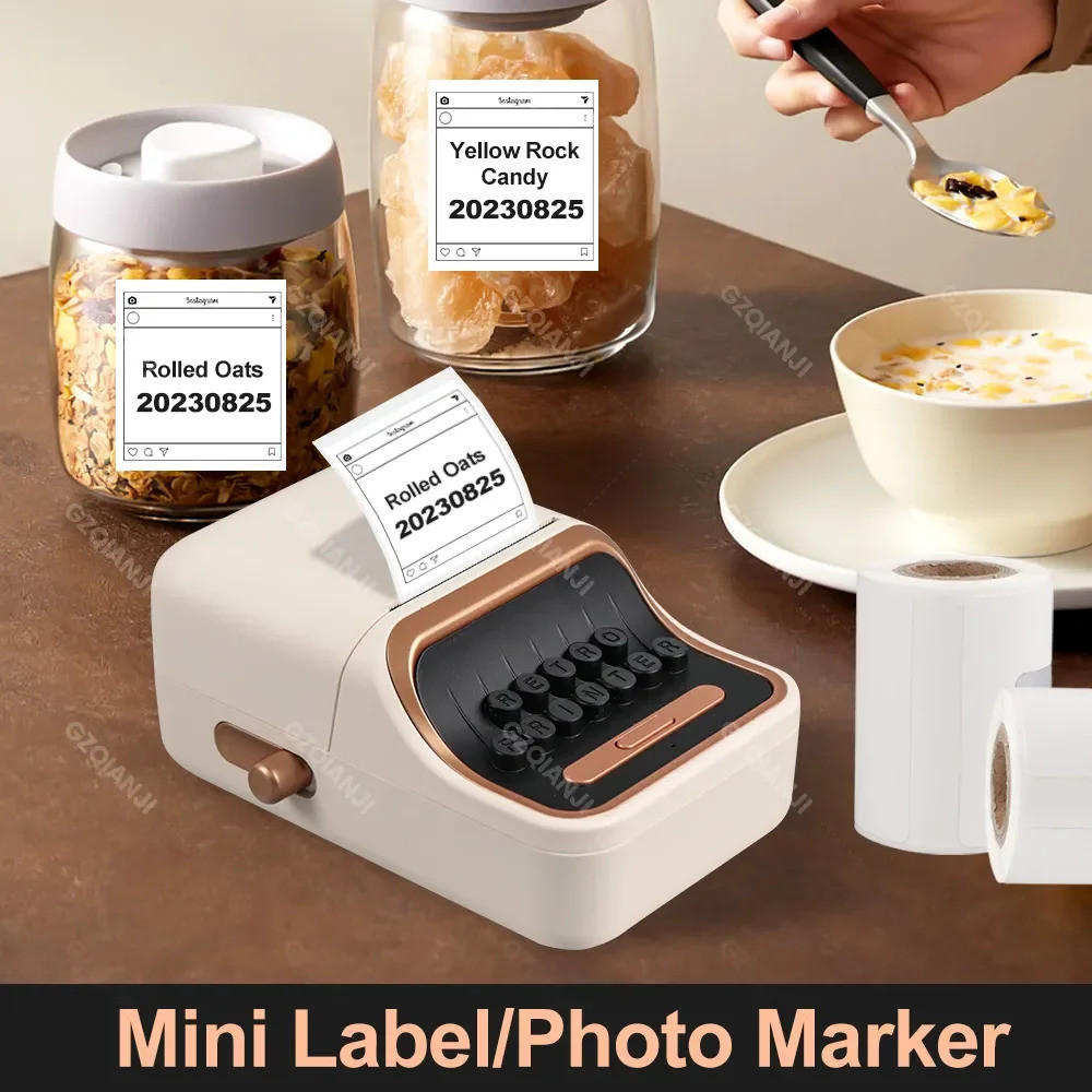 White Color Label Sticker Printer With Adhesive Paper Roll Bluetooth ...