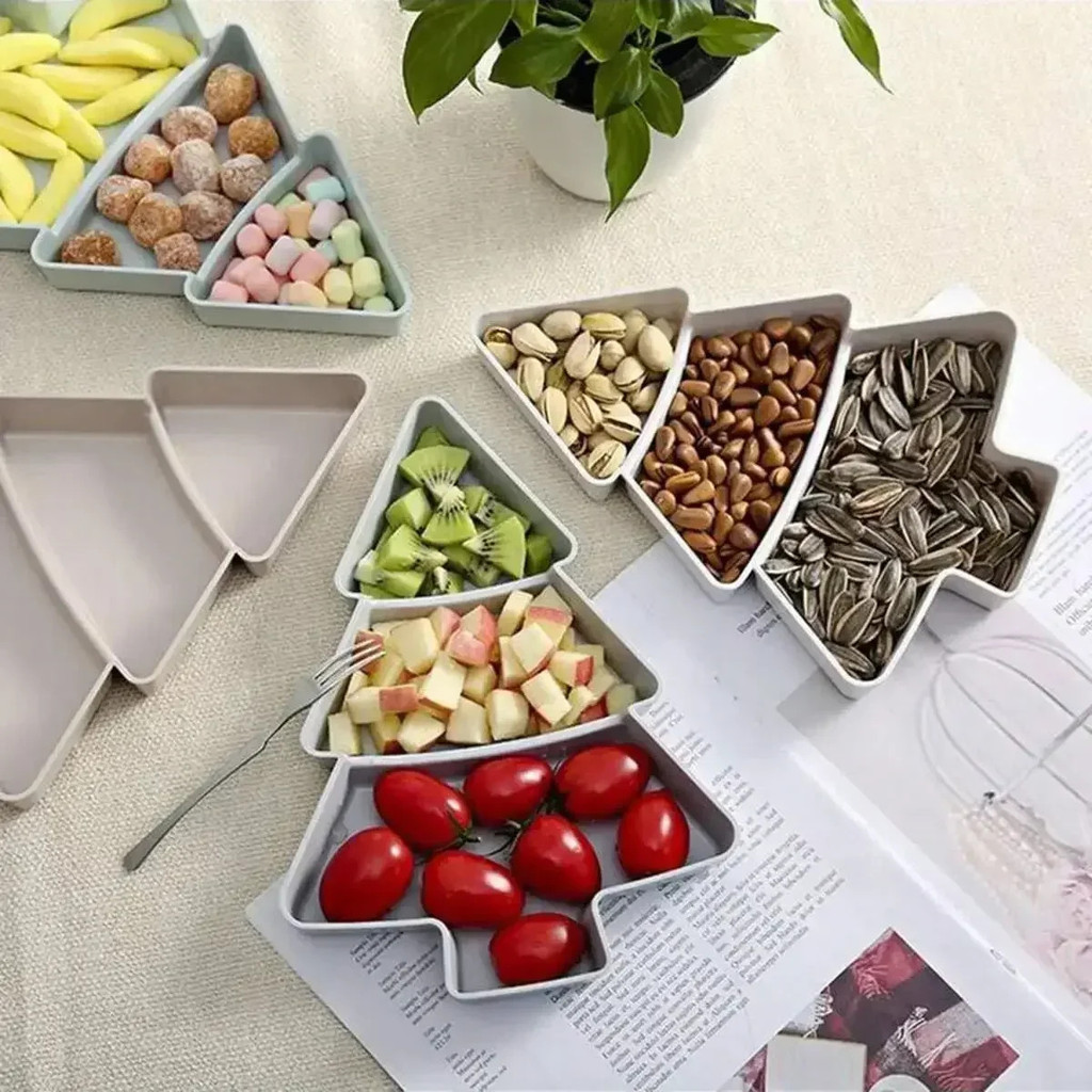 1pc-christmas Tree Fruit Bowl Home Snack Plate Plastic Candy Dish Melon ...