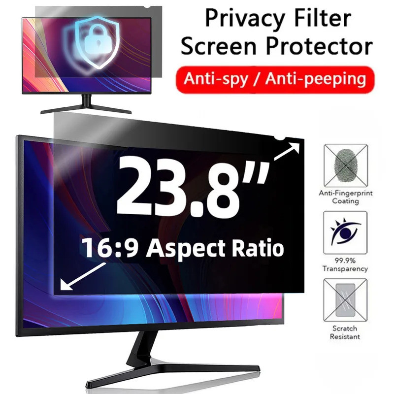 23.8 Inch Computer Privacy Screen Filter 16:9 Widescreen Removable PC ...