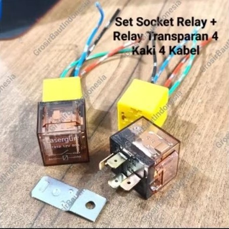 4-pin Relay Socket Set + 4-pin transparent relay 4 cables Horn relay ...