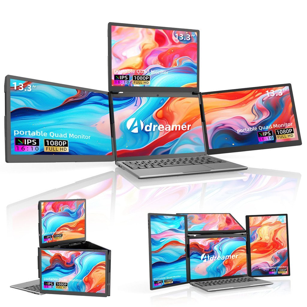 Laptop Extension Screen One-Line Three-Screen LCD Portable Display Game ...
