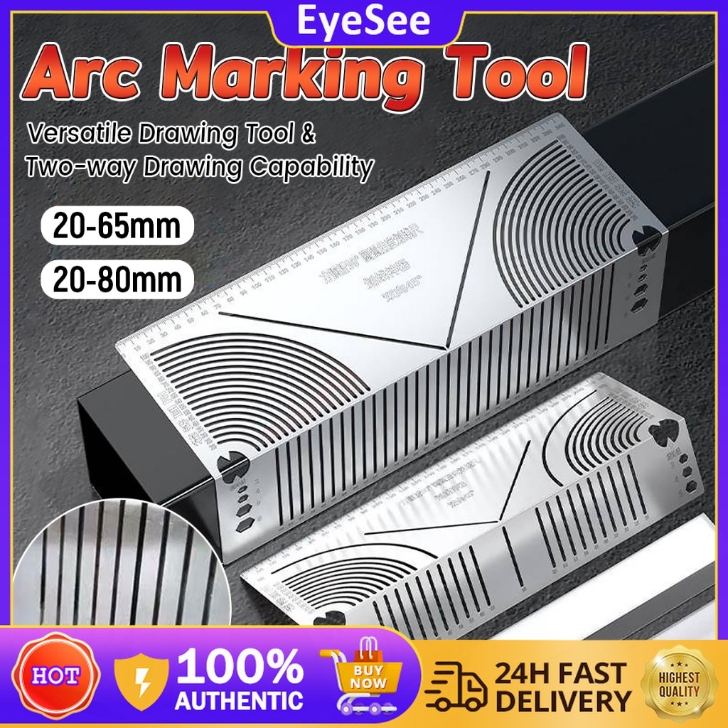 EyeSee Metal Ruler Square Tube to Round Ruler Square Steel 90 Bend Arc ...