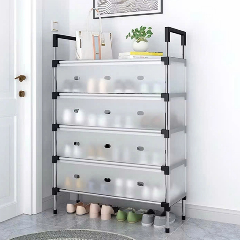 AA Multi-purpose Shoe Rack Steel Frame With Lid 4/5 Floors Dust-proof ...
