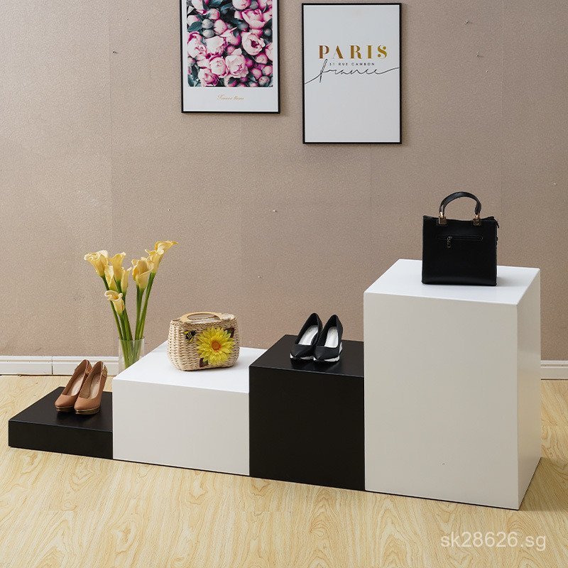 Elevated Display Stand Black Base Rectangular Flowing Water Display ...
