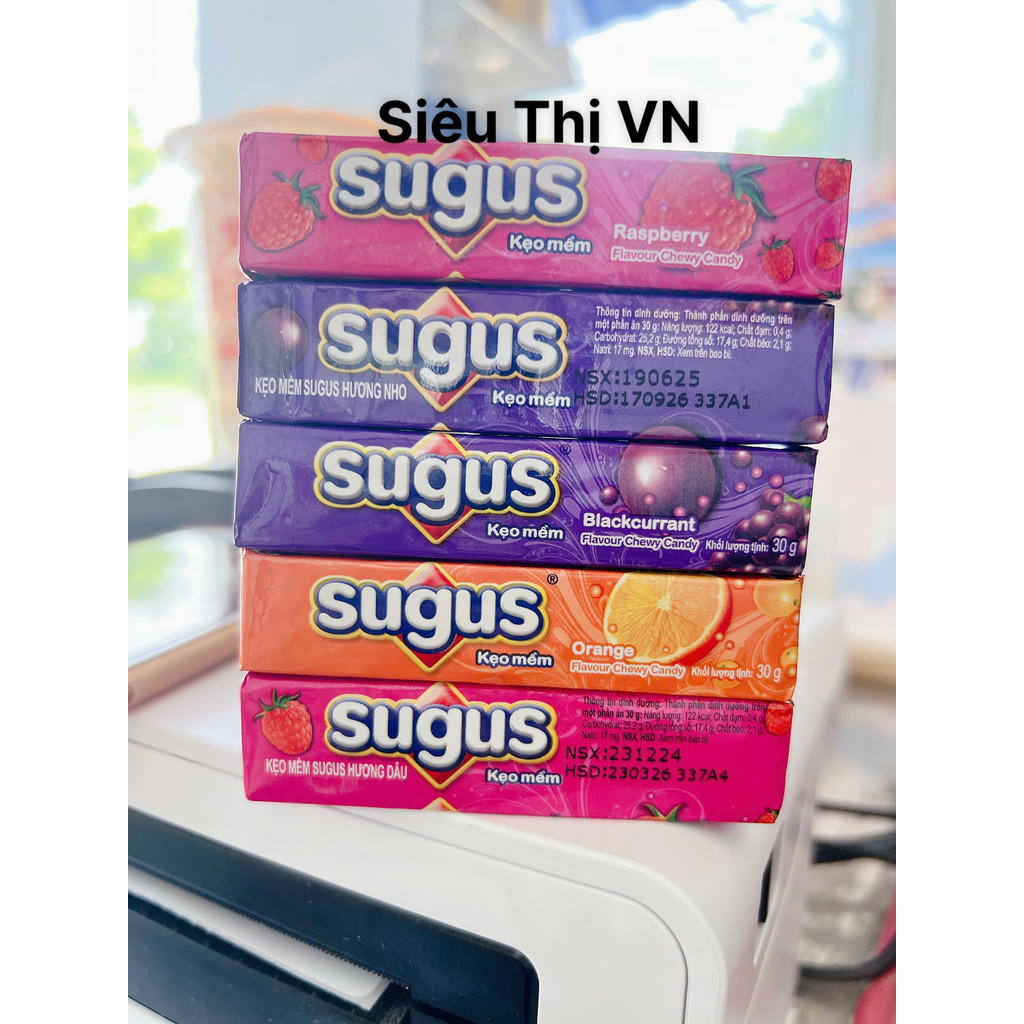 Combo of 5 Bars-10 Fruit Flavored Sugus Soft Candy Bars (Strawberry ...