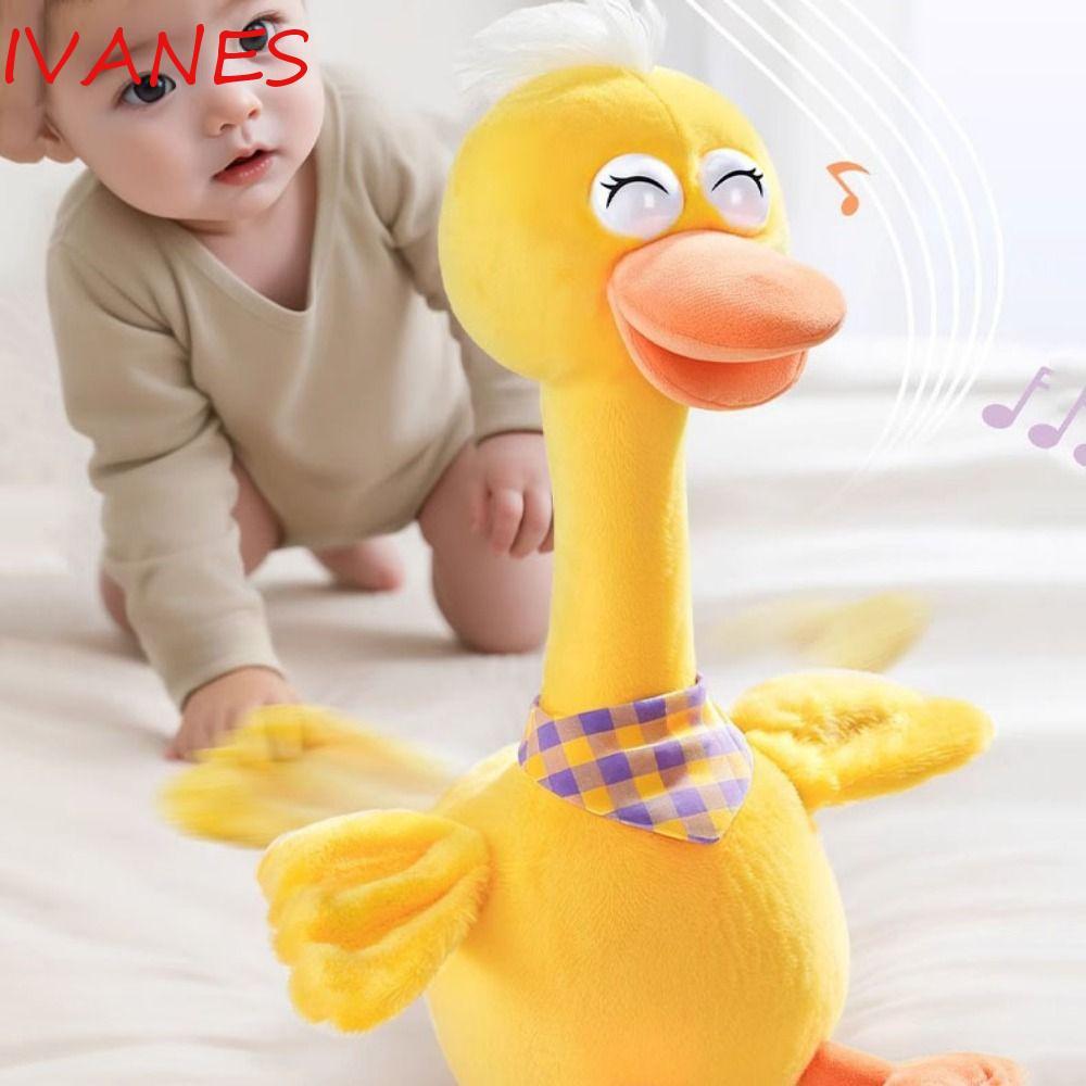 IVANES Electric Duck Plush Toy, Recording Repeating Singing Dancing ...