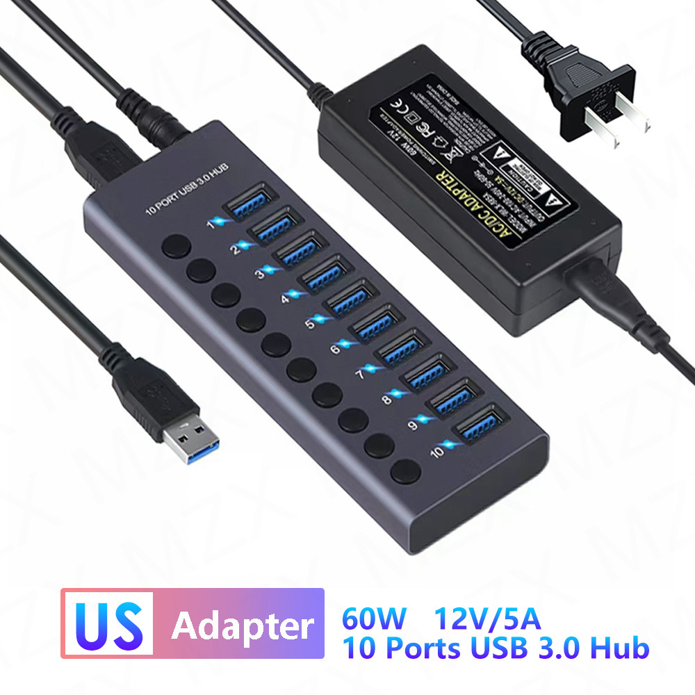 USB 3.0 Hub Socket Switch 4 6 10 Port Concentrator Multi-tap Multi ...
