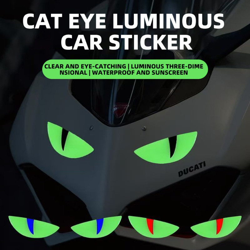 1Pair Waterproof Motorcycle Devil Eyes Stickers 3D Luminous Headlight ...