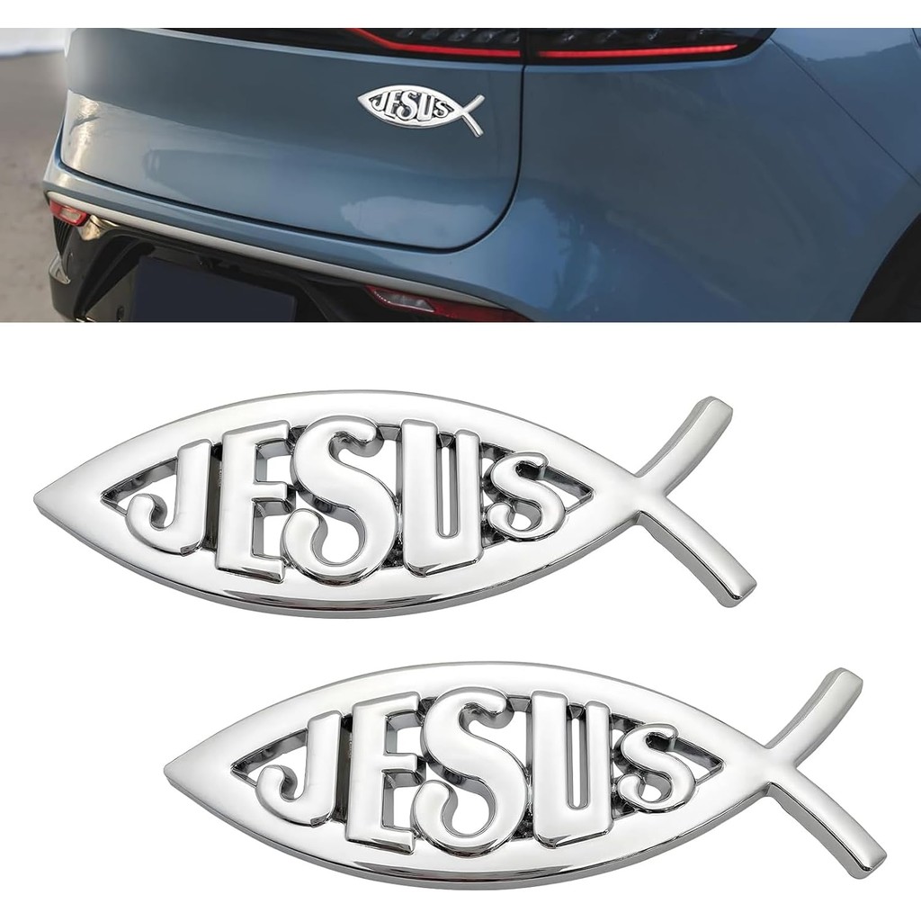 2 PCS Jesus Fish Decal, 3D Metal Christian Fish Symbol Sticker ...