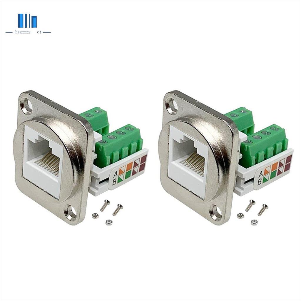 2PCS RJ45 Panel Mount Screw Terminal Adapter, RJ45/8P8C Female Panel Mount Connector, RJ45 ...