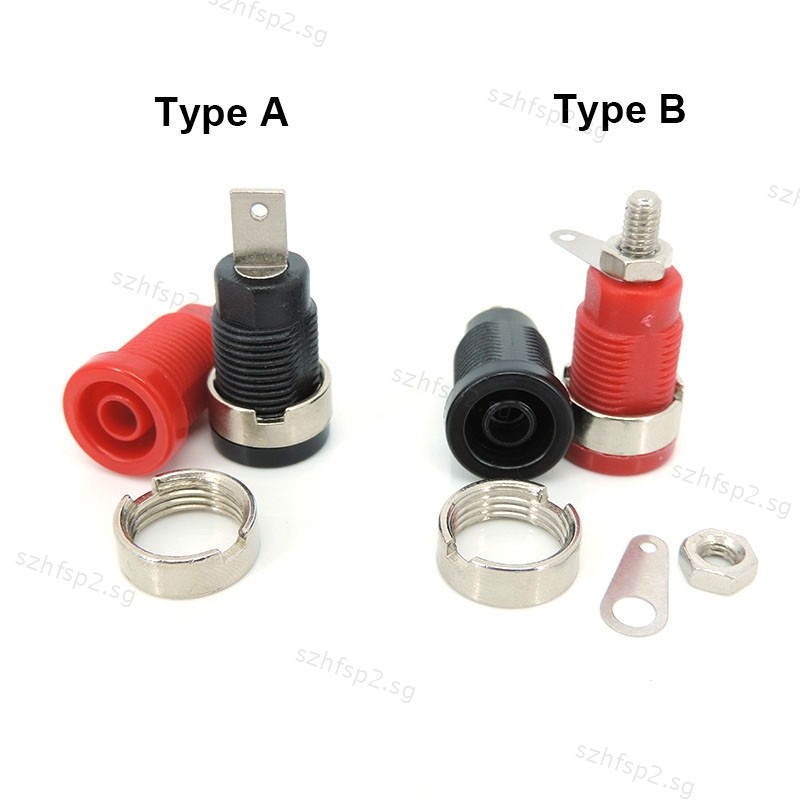 5x red black 32A Insulated Safety 4MM Banana Female head Connector Plug ...