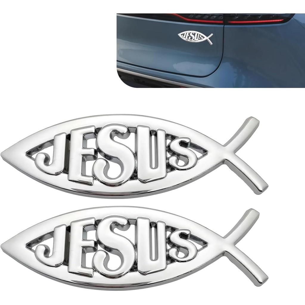 2 PCS 3D Christian Fish Car Decal Sticker, Waterproof Fish Emblem ...