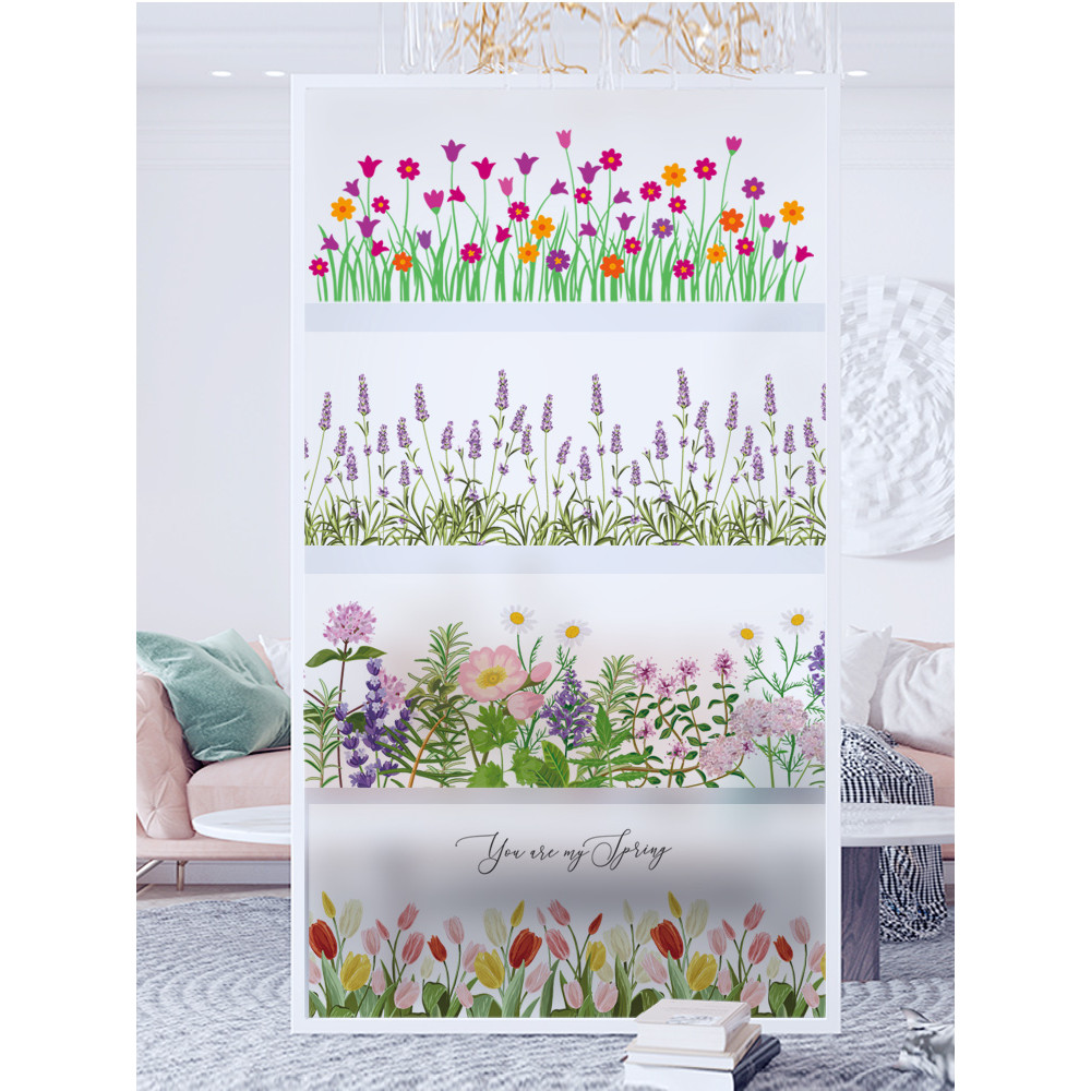 Horizontal Version Window Film Frosted Glass Sticker Cartoon Long Strip ...