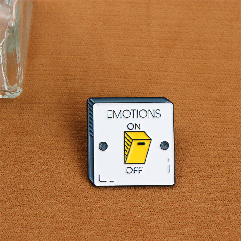 Quirky "Emotions On/Off" Switch Enamel Pin，Perfect for Those Who Love ...