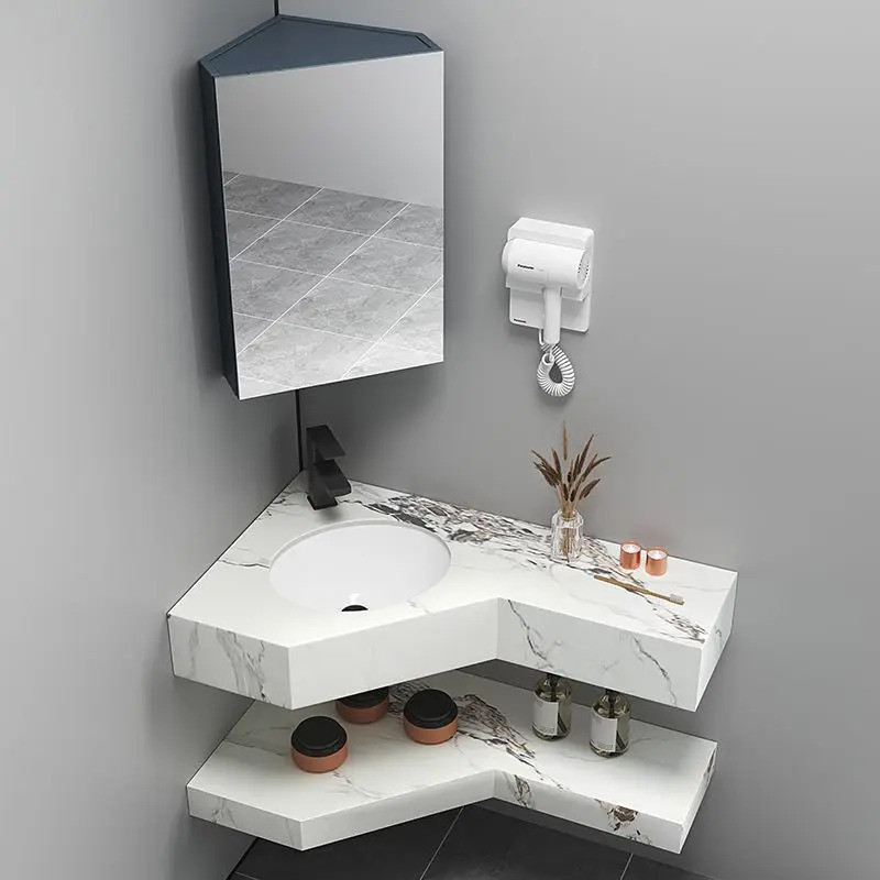 Triangular Wash Basin Corner Bathroom Vanity Sink Combo For Small Space ...