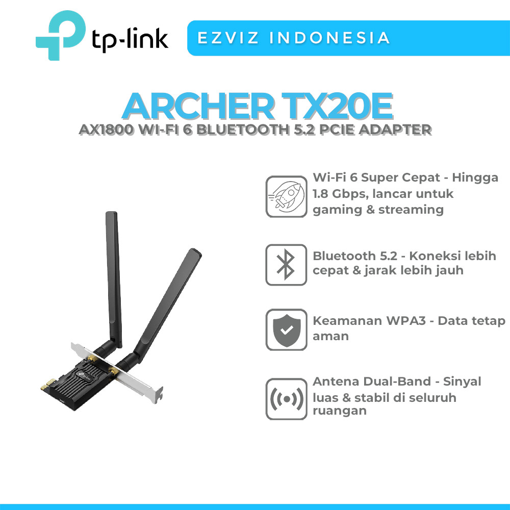 TP-LINK ARCHER TX20E AX1800 WI-FI 6 BLUETOOTH 5.2 PCIE ADAPTER | Shopee ...