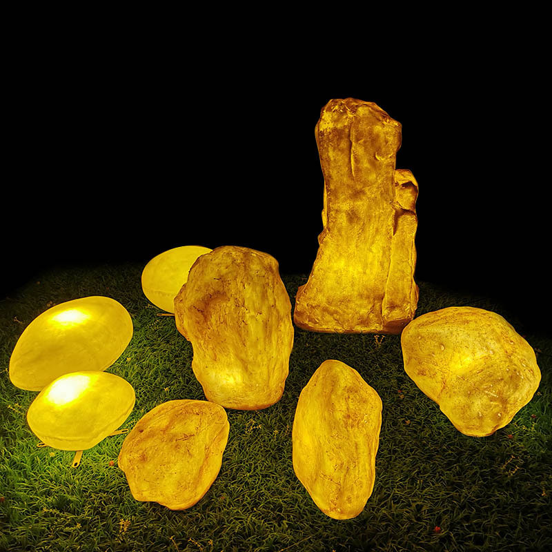 Outdoor Luminous Stone Landscape Light Night Scene Park Fiberglass ...