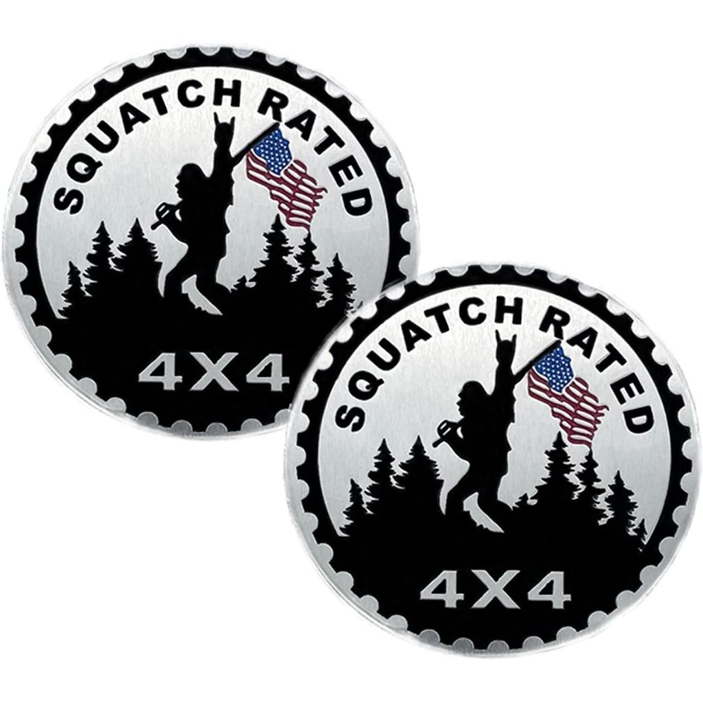 Squatch Rated Car Emblem, 2 PCS 4 x 4 3D Metal Car Badges Emblems ...